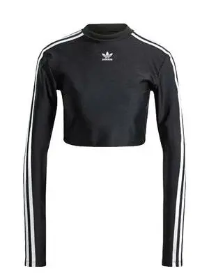 Adidas Originals 3-stripes Cropped Long Sleeve Tee - Black/white