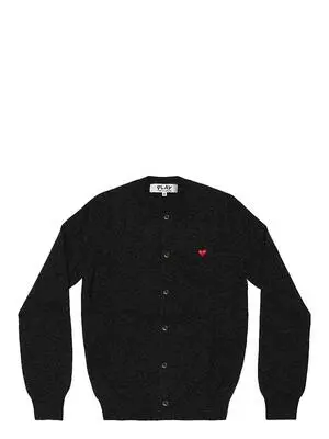Play Comme Des Garcon Cardigan With Red Heart Applique - Grey