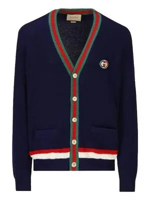 Gucci Logo Embroidery Cardigan - Blue