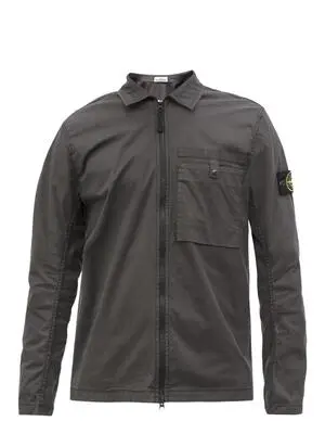 Stone Island STONE ISLAND Supima Cotton Zip-Up Shirt Jacket Charcoal