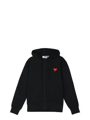 Play Comme Des Garcon Heart Logo Zip-up Hoodie - Black