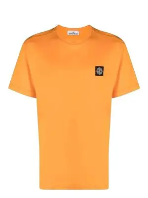 Stone Island Garment Dyed Logo T-shirt - Orange