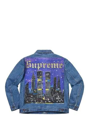Supreme Painted City Trucker Jacket - Blue
