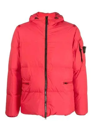 Stone Island Crinkle Reps Down Jacket - Red
