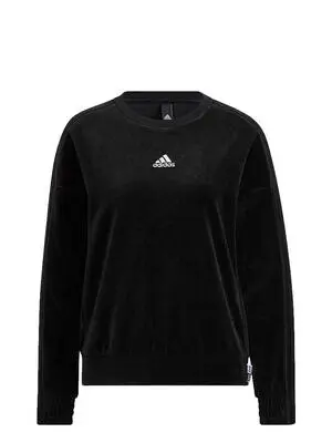 Adidas Velour Crewneck Sweatshirt With Logo Black