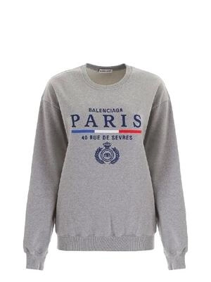 Balenciaga Balenciaga Paris Logo Pullover Hoodie Grey