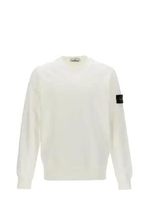 Stone Island Crewneck Sweatshirt With Logo Patch - Ivory