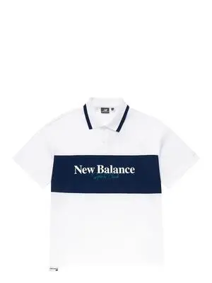 NEW BALANCE Polo T-shirt Asia Sizing 'white Blue - White/blue