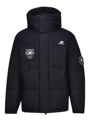 NEW BALANCE Hooded Down Jacket - Black/white