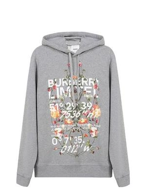 Burberry Printed Pullover Hoodie - Grey