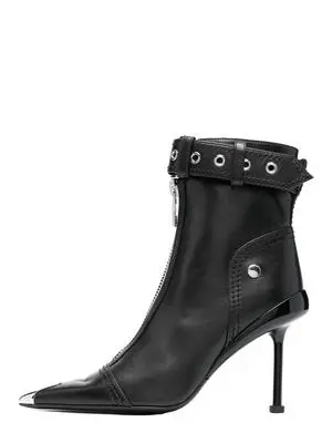 Alexander McQueen Leather Zip Up Ankle Boots - Black