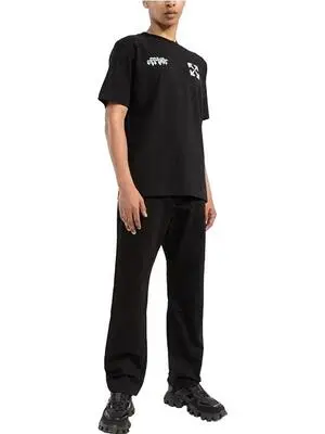 Off-White Ss22 Chest Classic Arrow Alphabet Printing Short Sleeve Black T-shirt - Multi-color