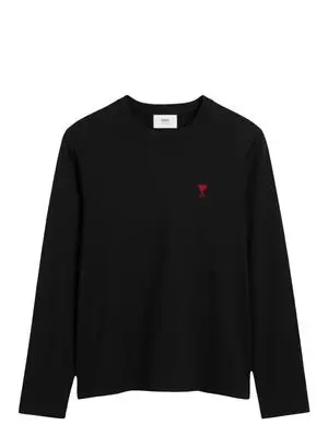 AMI Paris Small Heart Logo Long Sleeve T-shirt - Black