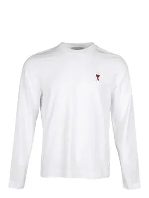AMI Paris Small Heart Logo Long Sleeve T-shirt - White