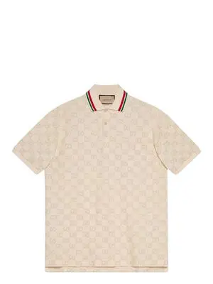 Gucci Cotton Piquet Polo With Gg - Ivory