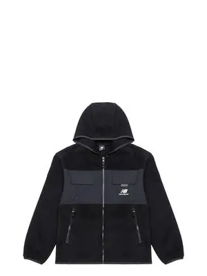 NEW BALANCE Hooded Fleece Jacket With Paneled Accents - Black