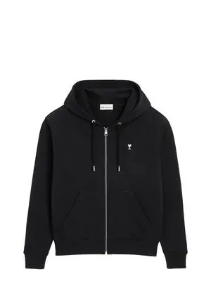 AMI Paris Small Heart Logo Zip Up Hoodie - Black