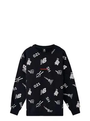 NEW BALANCE All-over Print Crewneck Sweatshirt - Black