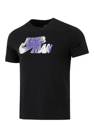 JORDAN Alphabet Large Logo Pattern Printing Round Neck Casual Short Sleeve Black - Default Color