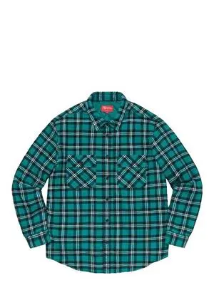 Supreme Fw19 Week 17 Arc Logo Quilted Flannel Shirt Logo - Green
