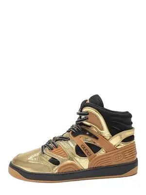 Gucci Basket Sneakers - Tan/gold/black