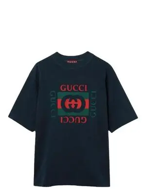 Gucci Cotton Jersey T-shirt With Print - Navy