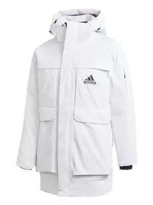 Adidas Full-length Zipper Down Jacket With Multiple Pockets - White