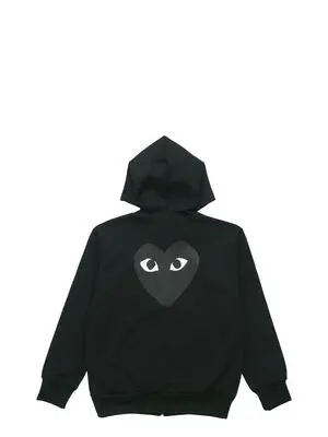 Play Comme Des Garcon Zip Up Hoodie With Heart Logo - Black
