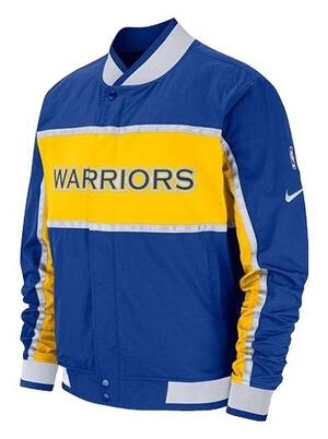 Nike Golden State Warriors Colorblock Bomber Jacket - Blue