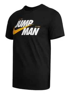 Nike Jmpmn Gfx Ss Crew 2 Leisure Sports Letter Print Short Sleeve - Black