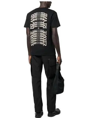 Stone Island Crewneck Street Style T-shirts - Black
