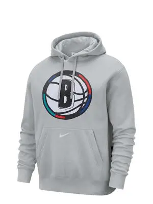 Nike Nba Brooklyn Nets Fleece Pullover Hoodie - Flat Silver/white
