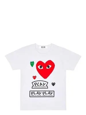 Play Comme Des Garcon Multi Heart T-shirt 'white Red - White/red