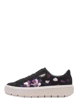 PUMA Suede Platform Floral Embroidered Sneakers - Black