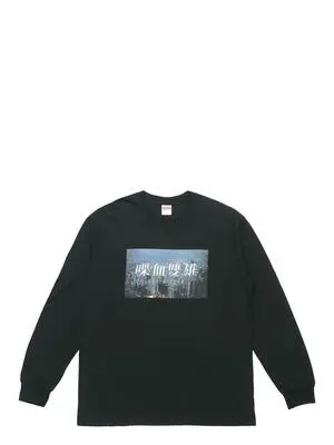 Supreme Fw18 The Killer L/s Tee Bloody Twins Chow Yun Fat Chest Printing Pattern Long Sleeves - Black