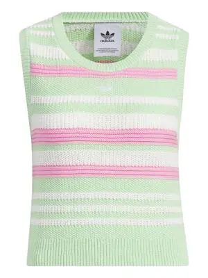Adidas Knitted Striped Vest Top - Green/pink/white