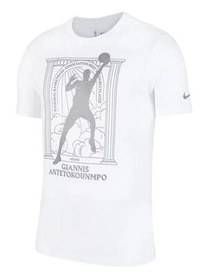 Nike Mvp Series Milwaukee Bucks Basketball Sports Printing Round Neck Short Sleeve - White
