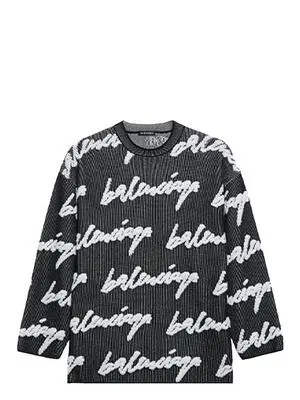 Balenciaga 3d Scribble Crewneck Cotton Knit - Black
