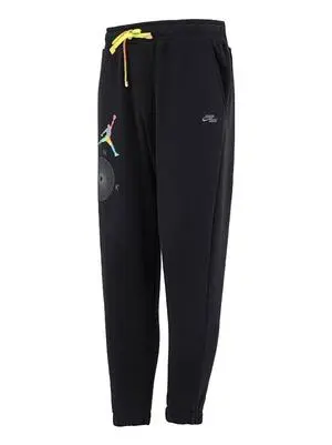 JORDAN Solid Color Word Embroidered Joggers/pants/trousers Black - Default Colorway