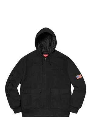 Supreme Canvas Hooded Work Jacket - Black