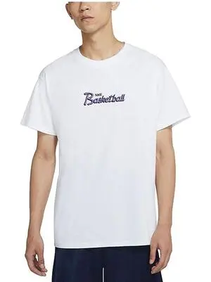 Nike Basketball Alphabet Embroidered Sports Round Neck Short Sleeve - White