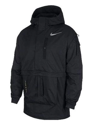 Nike Logo Printing Big Pocket Sports Hooded Jacket - Black