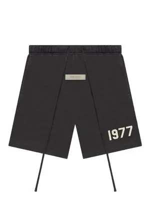Fear Of God Fear Of God Essentials SS22 Faded Black Fleece Shorts With Drawstring And Logo Detail Iron