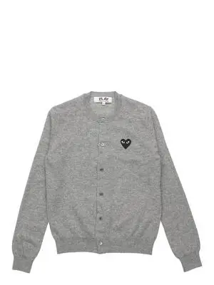 Play Comme Des Garcon Heart Appliqué Cardigan - Grey