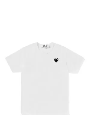 Play Comme Des Garcon Ss25 Emblem Rhinestone Heart T-shirt 'white Black - White/black