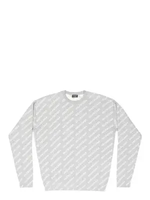 Balenciaga All Over Logo Crewneck Sweater - Light Grey/white