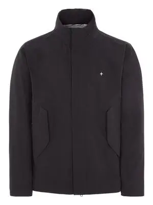 Stone Island High-neck Zip-up Jacket With Logo Embroidery - Black