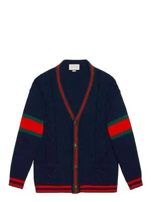 Gucci Oversize Cable Knit Cardigan - Blue