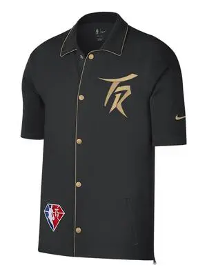 Nike Nba Toronto Raptors Alphabet Logo Printing Casual Lapel Short Sleeve Shirt Black - Multi-color