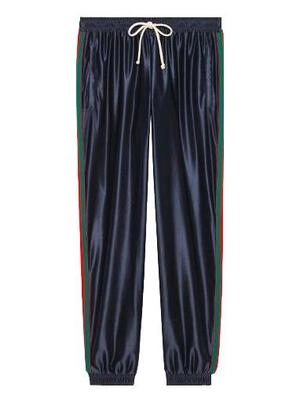 Gucci Shiny Knit Material Webbing Sports Pants/trousers/joggers - Blue